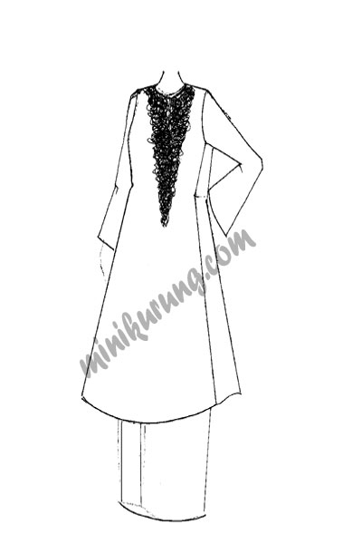 Baju Kurung Pahang Sketch Coloring Page