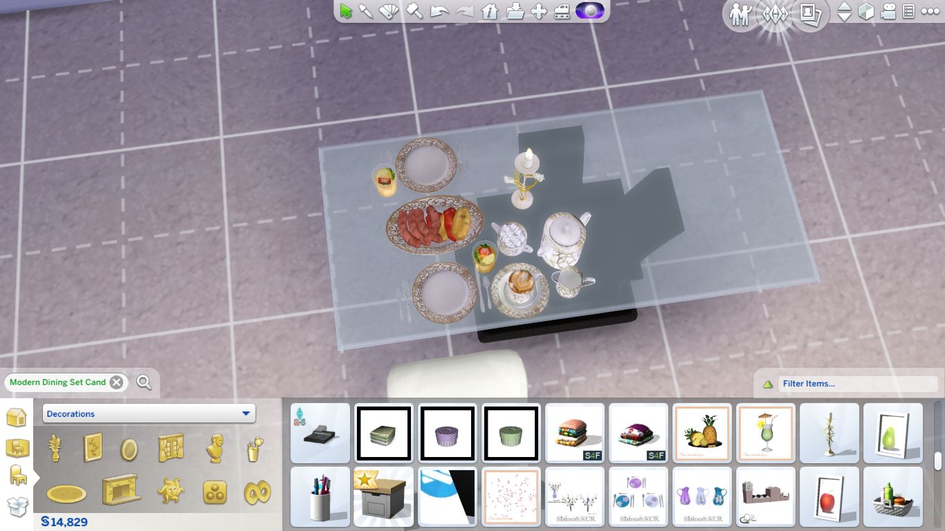 Sims 4 CC Download : Modern Dining Set with Functional Dinnerware ...