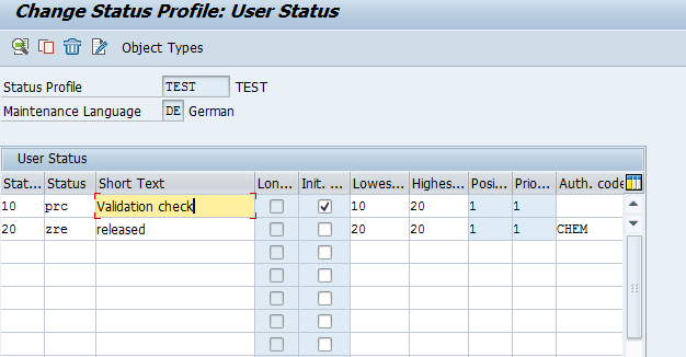 Status Profile - Sales Documents