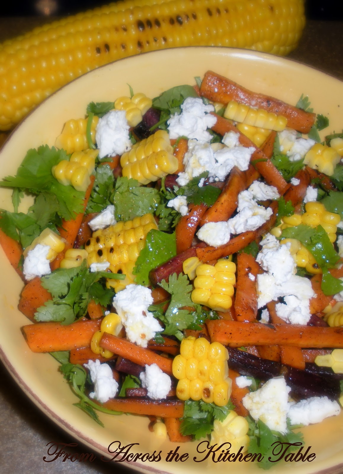 From Across the Kitchen Table: Caramelised Carrot, Corn and Coriander Salad