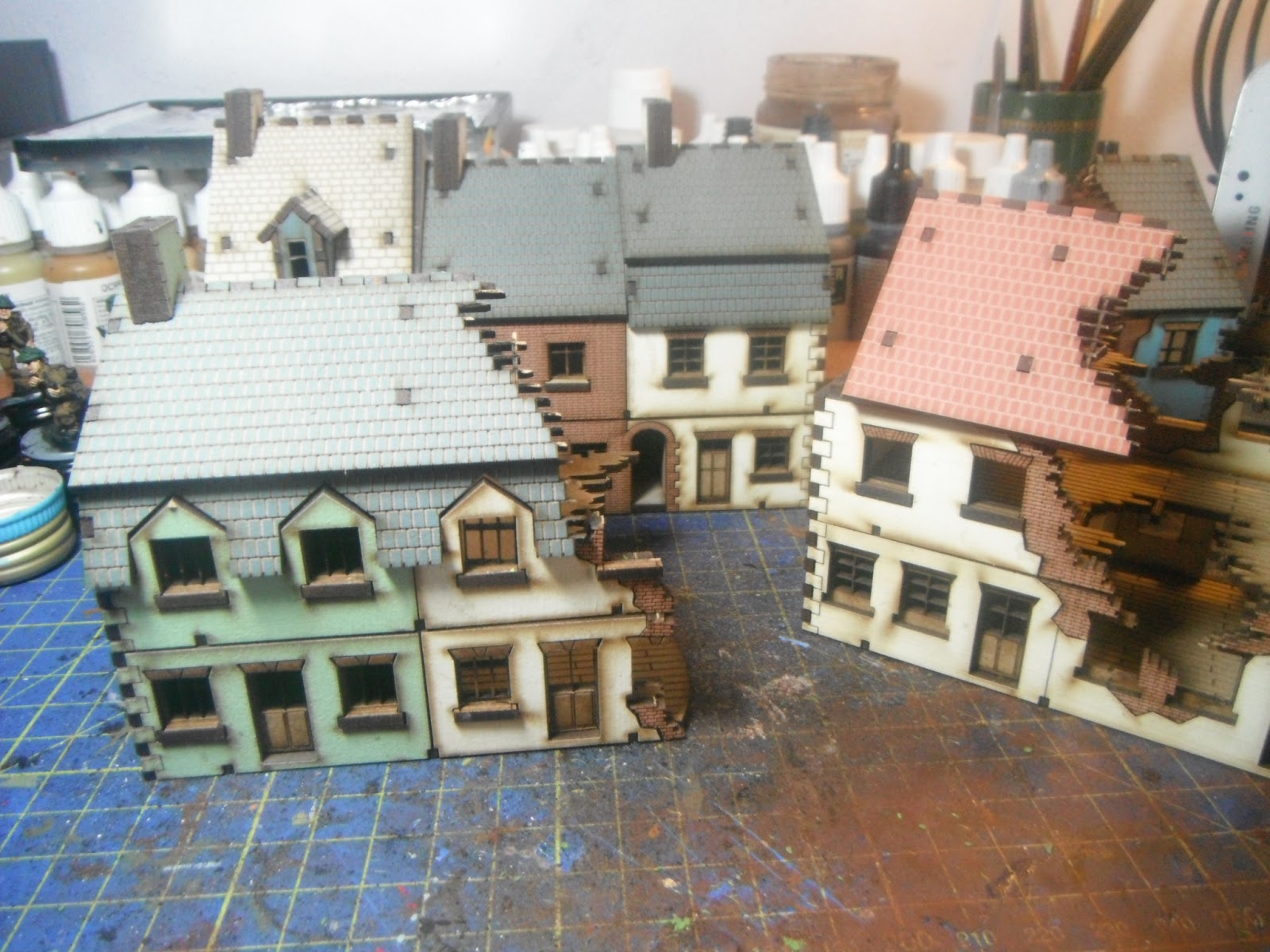 A figure painting therapy project.: Giving simple MDF buildings a makeover!