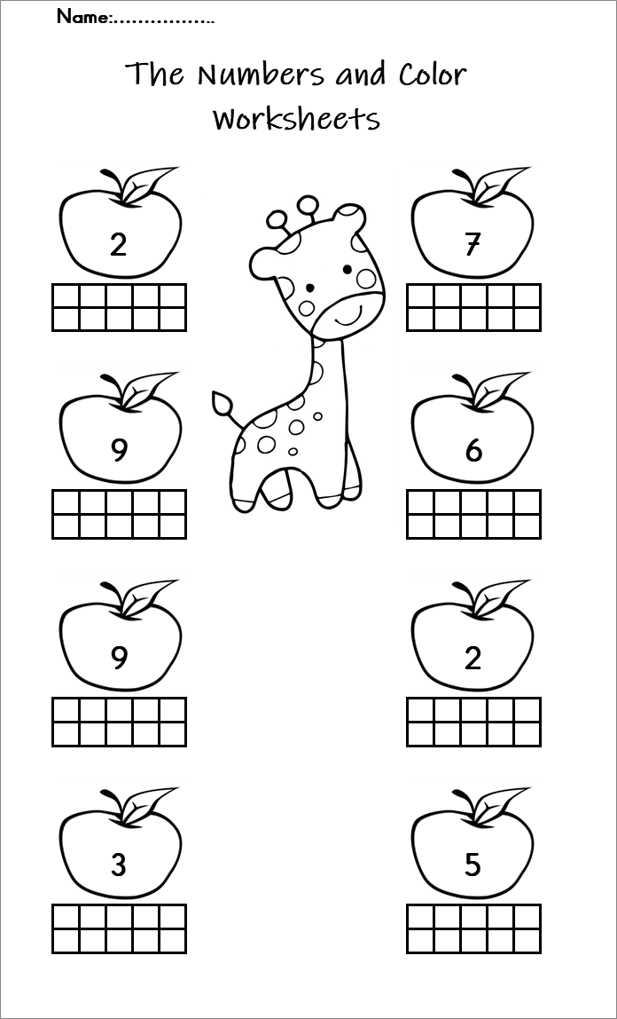The Numbers and Color Worksheets