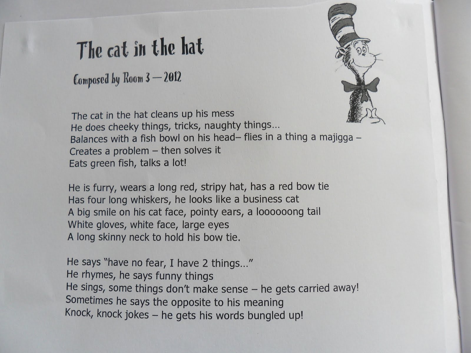 Room 3 @ Koputaroa School.: The cat in the hat!