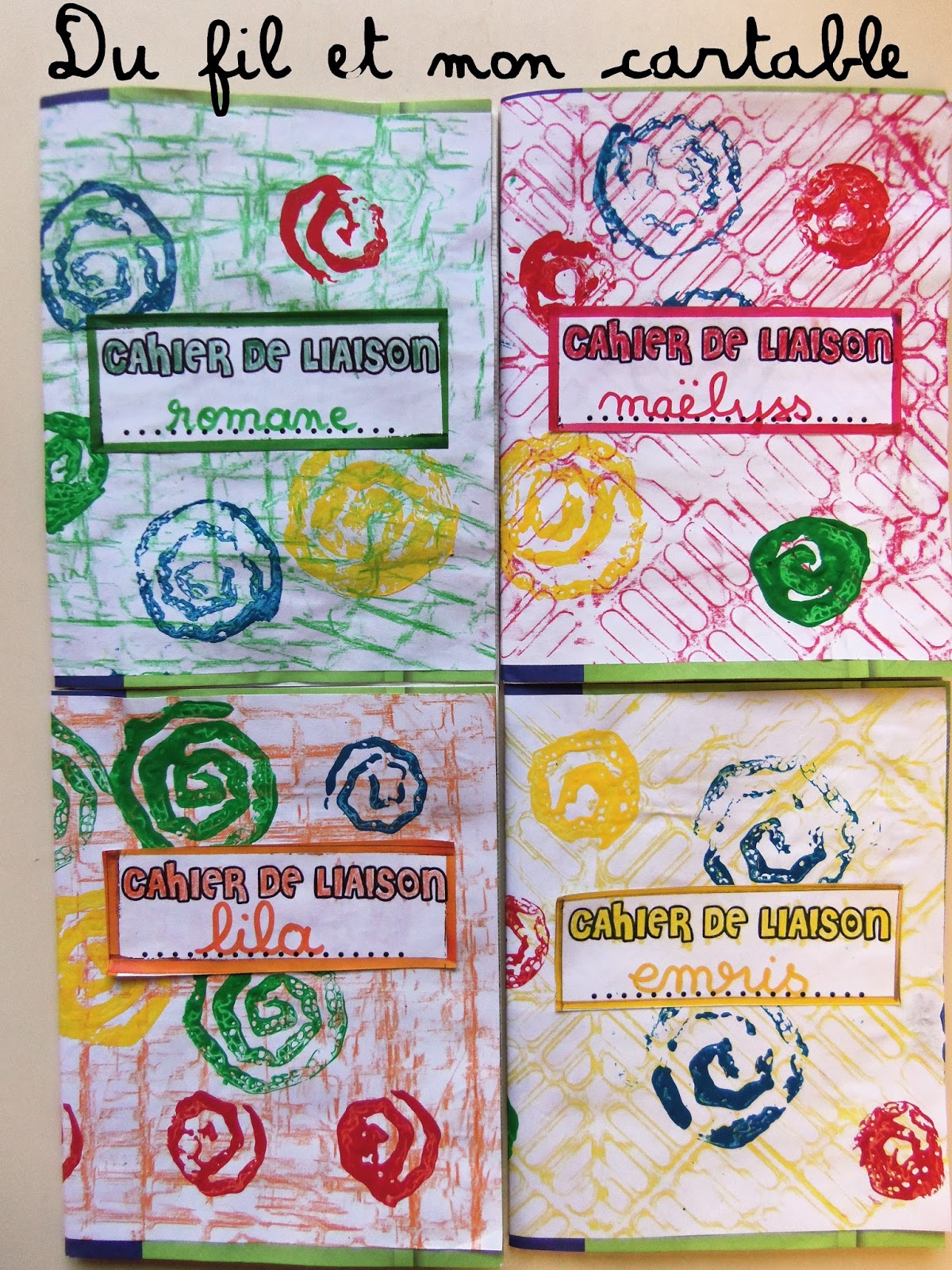 Du fil et mon cartable : Couverture cahier