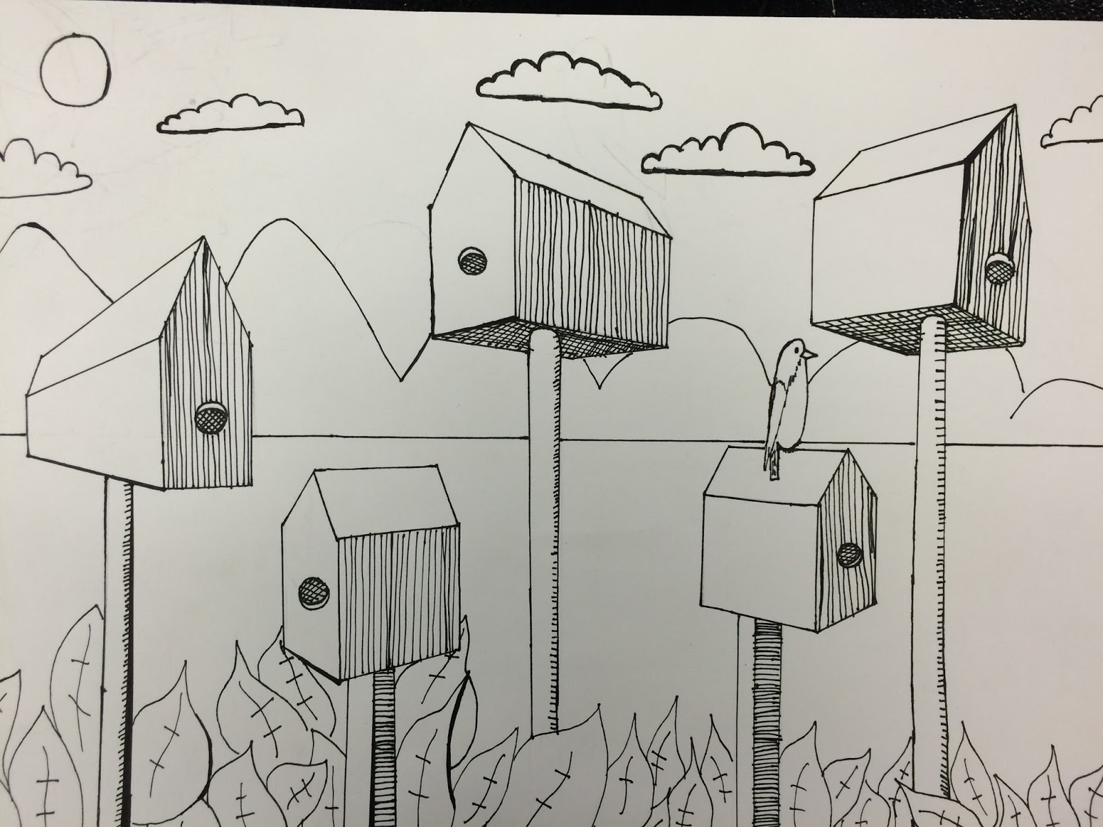 Mrs. Wille's Art Room: Bird houses in 2 point perspective