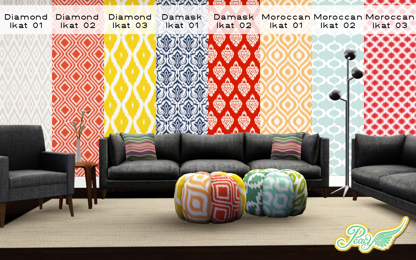 My Sims 3 Blog: Ikat Pattern Set - Set of 16 Fabric Patterns by ...