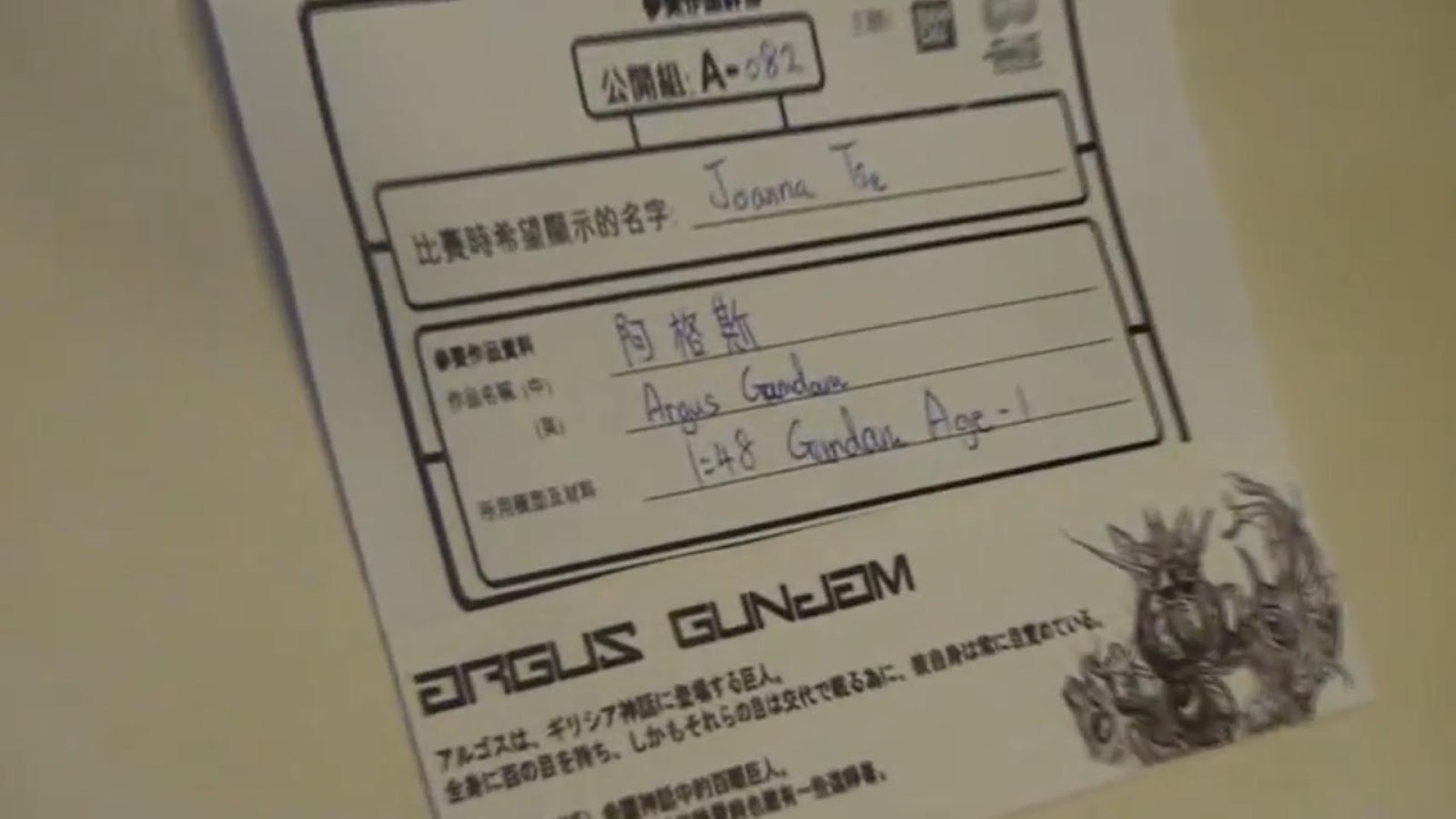 Mega Size 1/48 Gundam AGE-1 Normal: Argus Gundam modeled by Joanna Tse