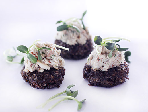 lisa is cooking: Wild Rice Cakes with Smoked Whitefish and Bean Spread