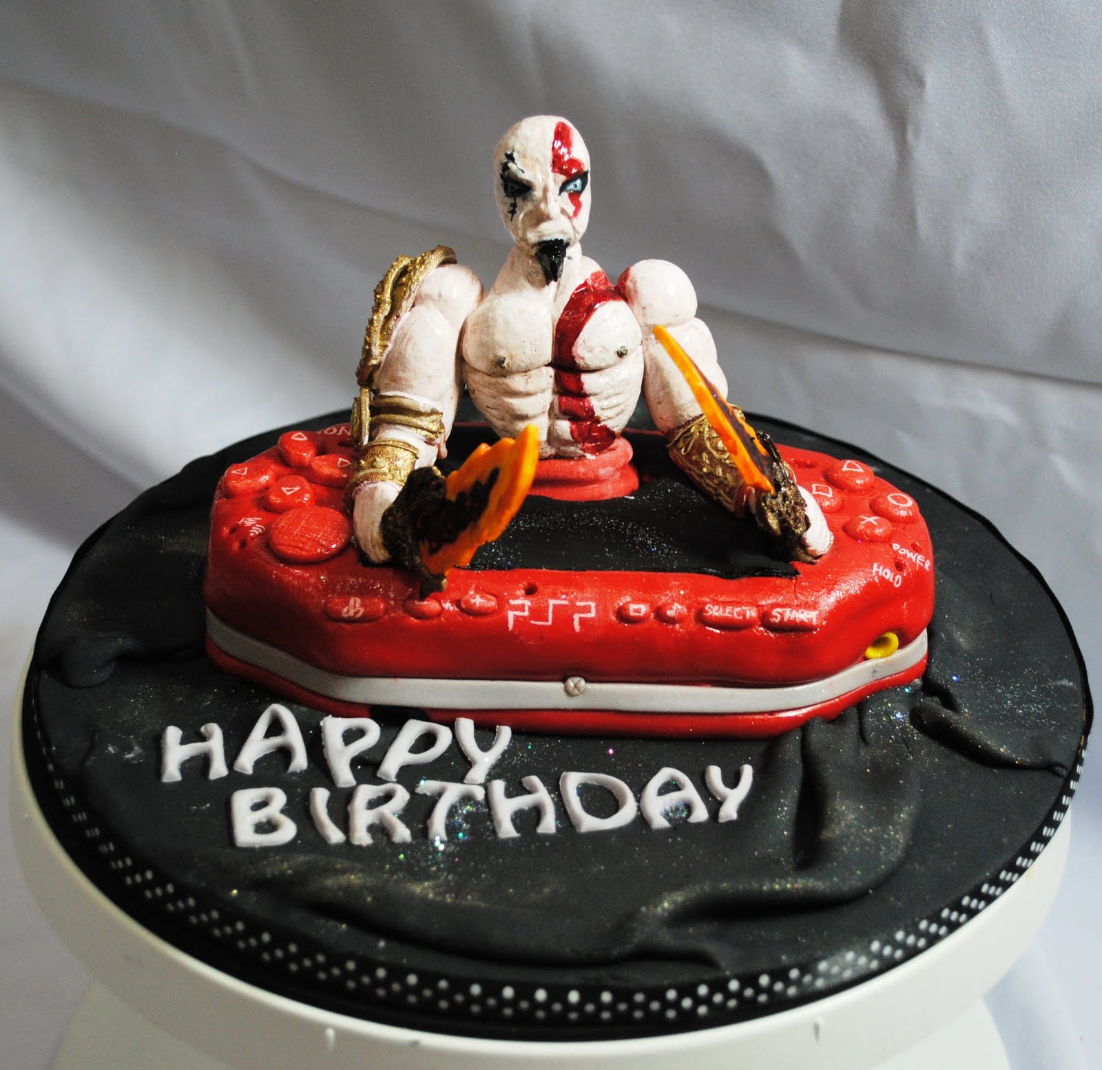 LOLcake: Red PSP Cake with Kratos The God Of War
