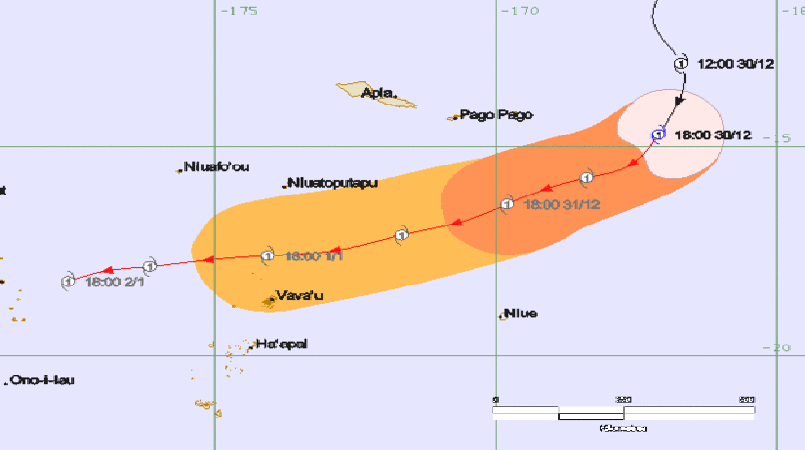 Tropical cyclone warning for northern Tonga, heavy rain for all of the ...