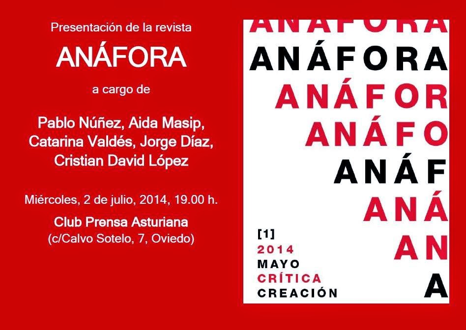 Anaqueles polvorientos: Presentación de Anáfora
