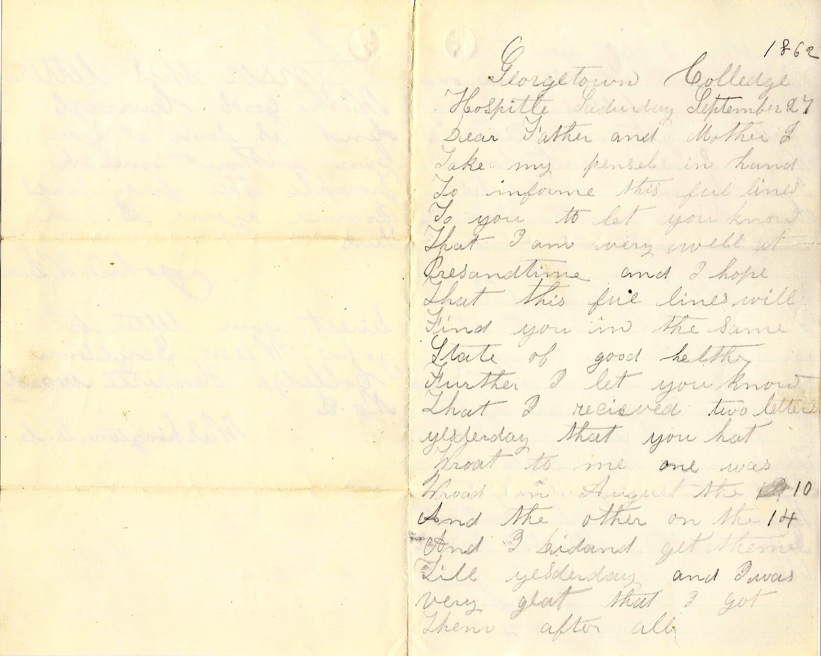 Civil War Letters of John W. Derr: Letter #24 -- Georgetown College ...