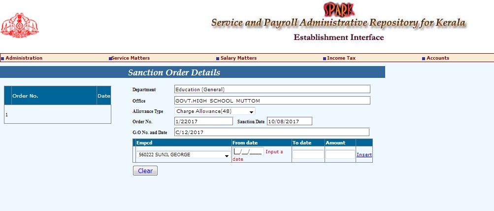 How to process charge allowance bill in SPARK