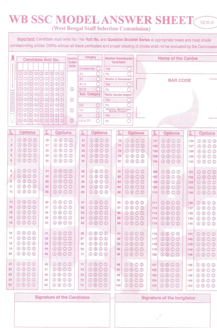 COMPETITIVE EXAM ASSISTANCE: Sample Omr sheet
