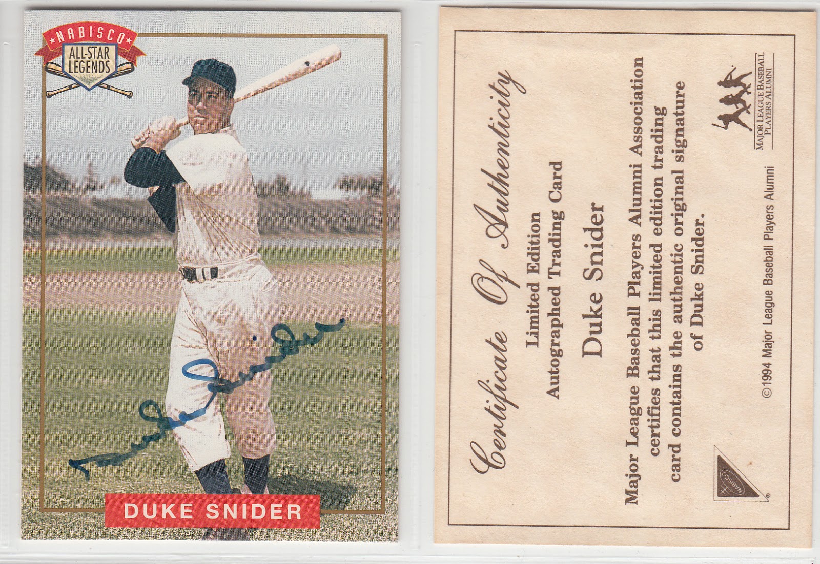 Dodgers Blue Heaven: Collection: Duke Snider 1994 Nabisco Autographed Card