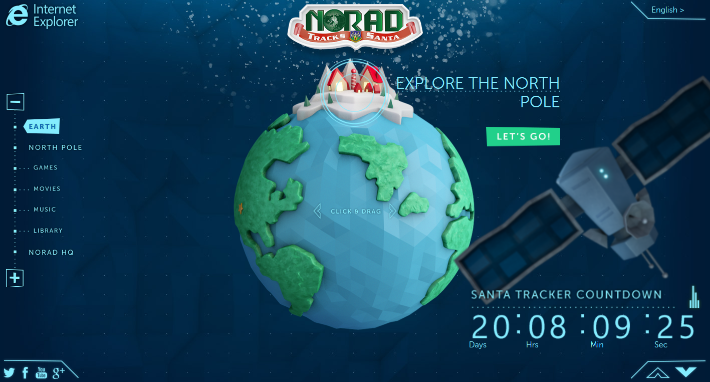 NORAD Santa Tracker Now Online, Now Offers 3D and Touch Support