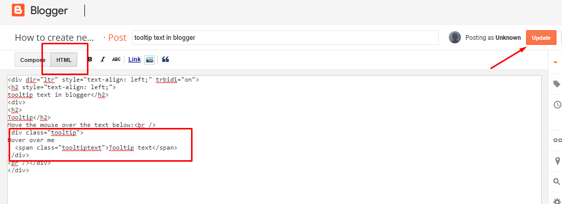 How to Add Tooltip Texts to Blogger Blogspot Posts