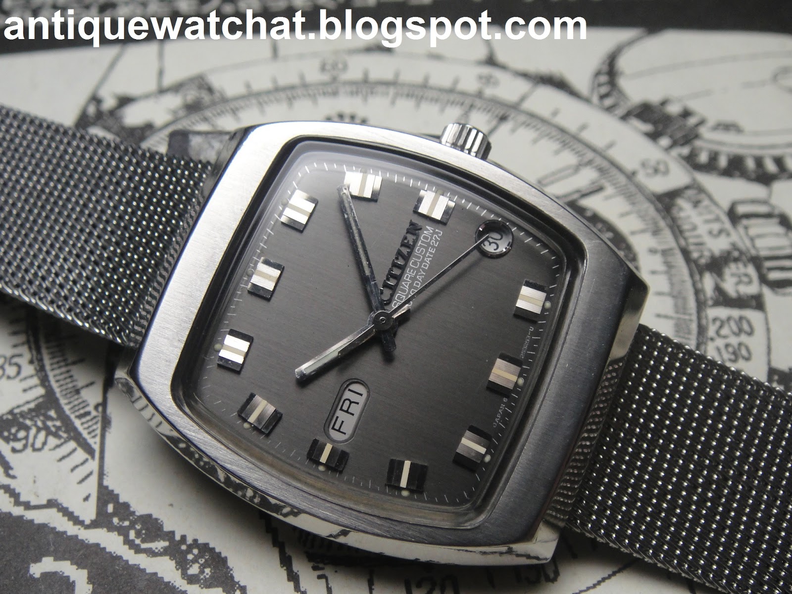 Antique Watch Bar: CITIZEN SQUARE CUSTOM AUTO DAY DATE 27 JEWELS CTZ85 ...