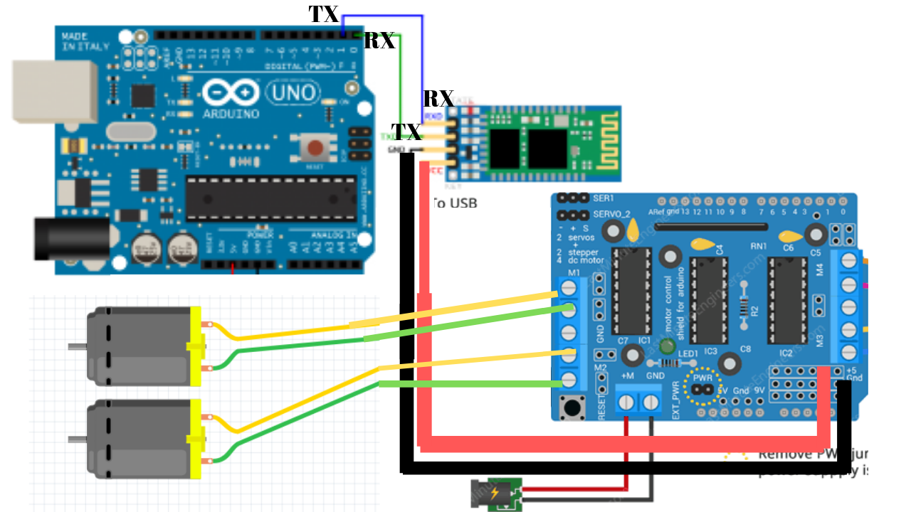 ARDUINO BLUTOOTH CAR CIRCUIT DIGRAM