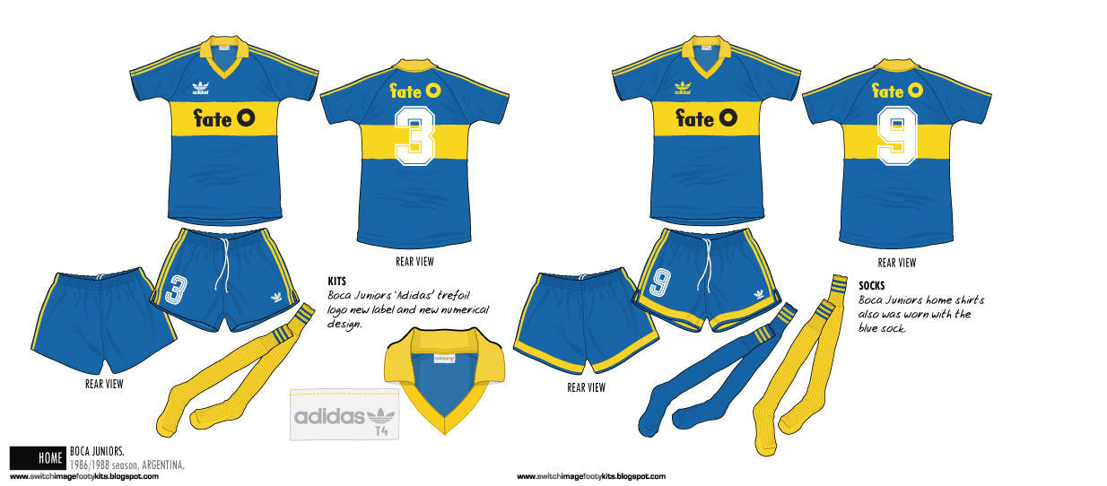 Football teams shirt and kits fan: Boca Juniors 1986/1988 team kits