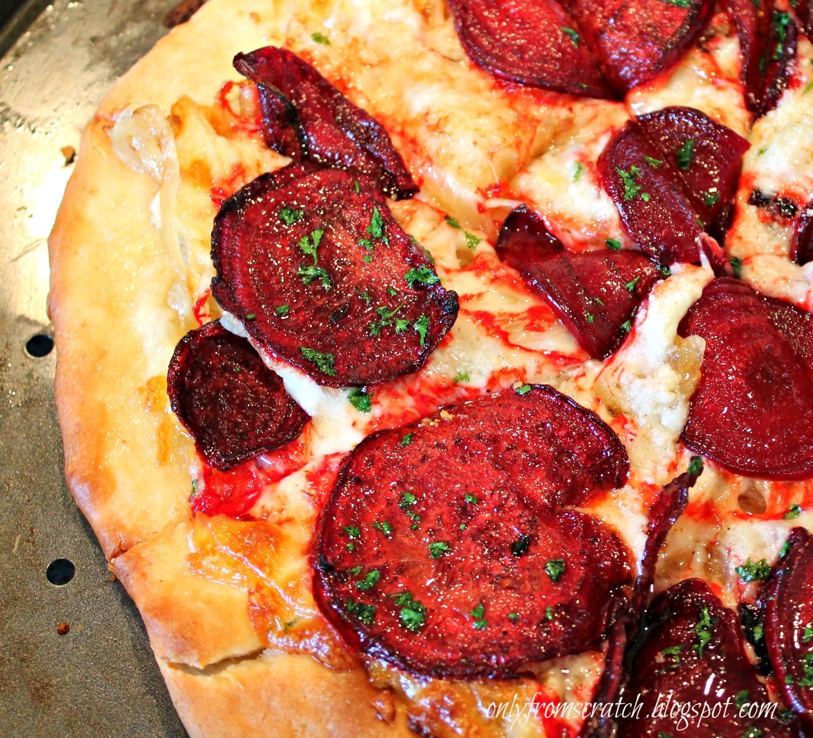 Only From Scratch: Caramelized Beet & Onion Pizza