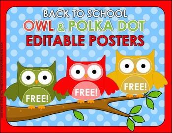 Classroom Freebies Too: Back to School – OWL & POLKA DOT – Editable ...