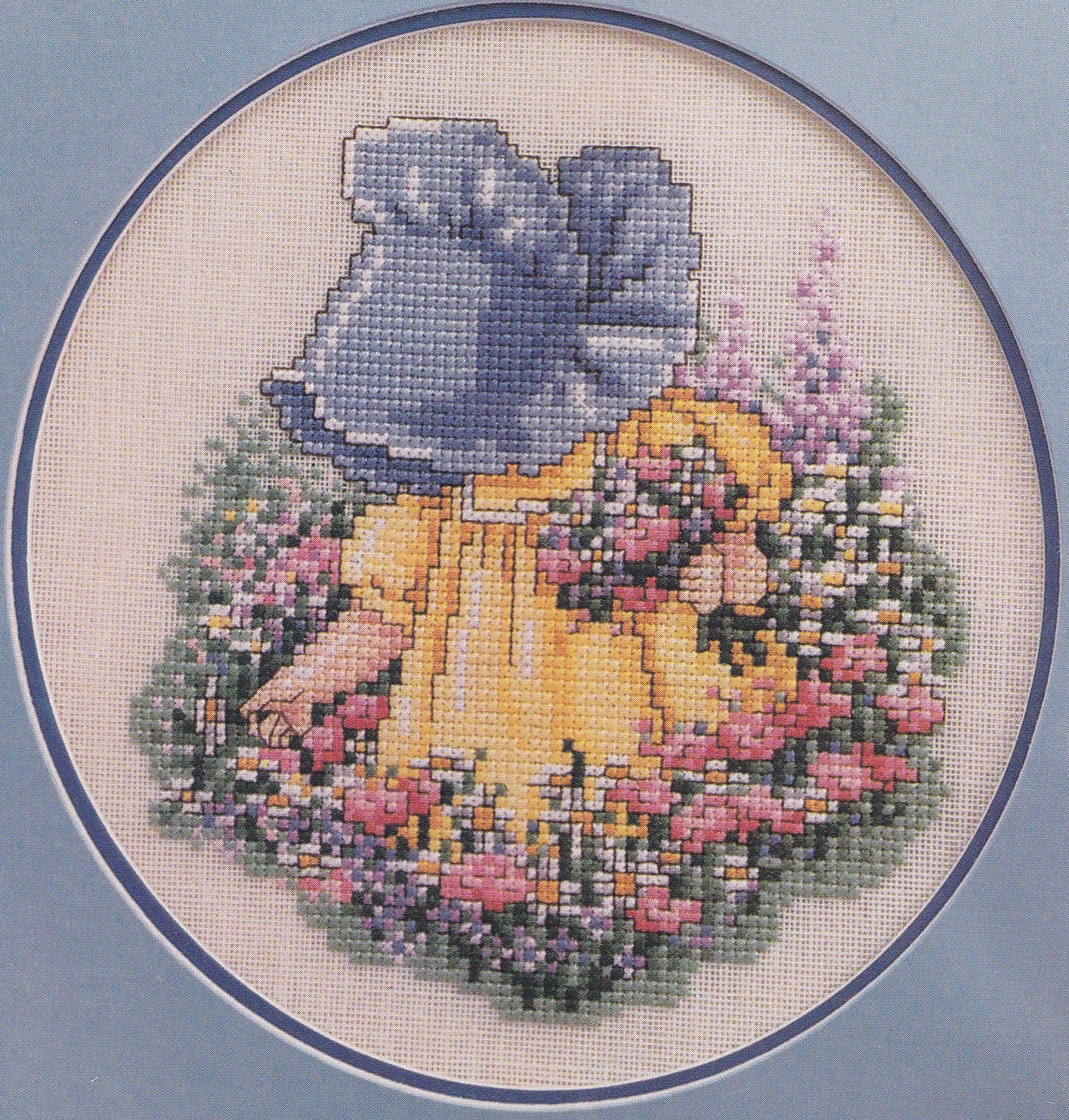 Cat's Vintage Collection: Blue Bonnet Little Girl in Flower Garden
