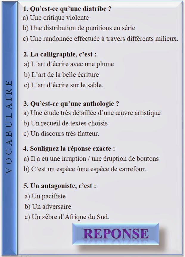 QCM-CONCOURS-GRATUITS: 13 exercices de vocabulaire QCM-CONCOURS-GRATUITS: 13 exercices de vocabulaire