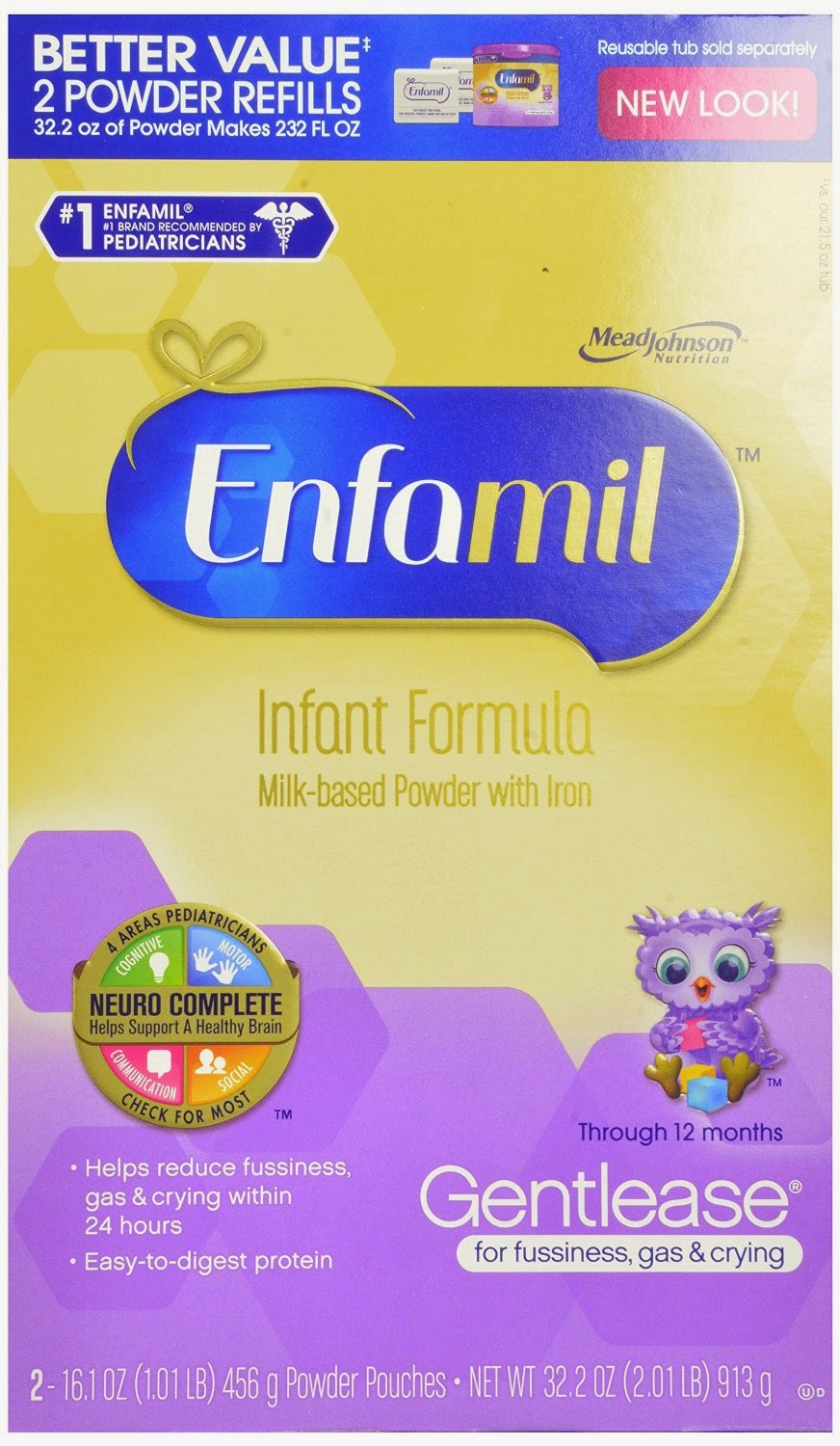Enfamil Gentlease Infant Formula Milk-Based Powder with Iron, Combo ...