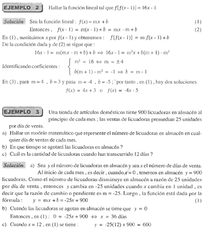 FUNCIONES LINEALES EJEMPLOS Y EJERCICIOS RESUELTOS