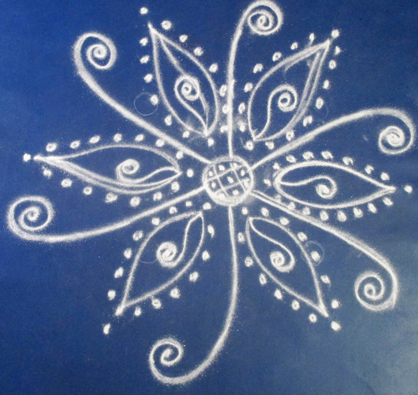 Easy apartment kolam | Free hand kolam - 7. 2. 17