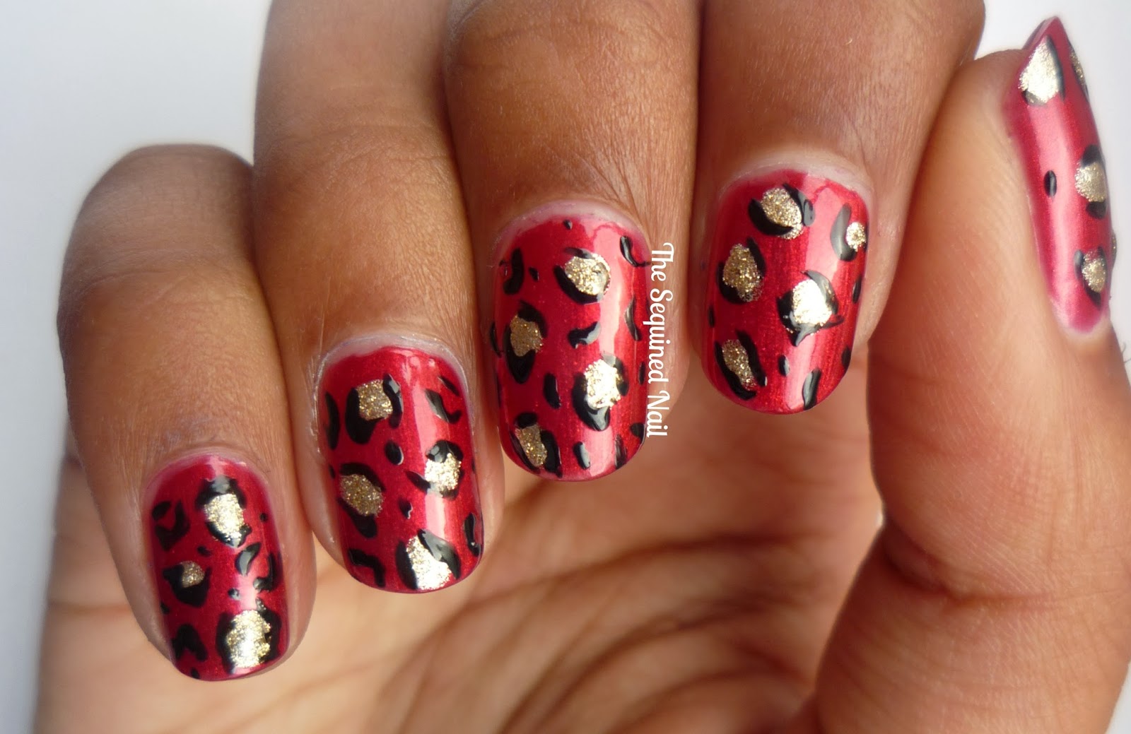 The Sequined Nail: Red Leopard Print