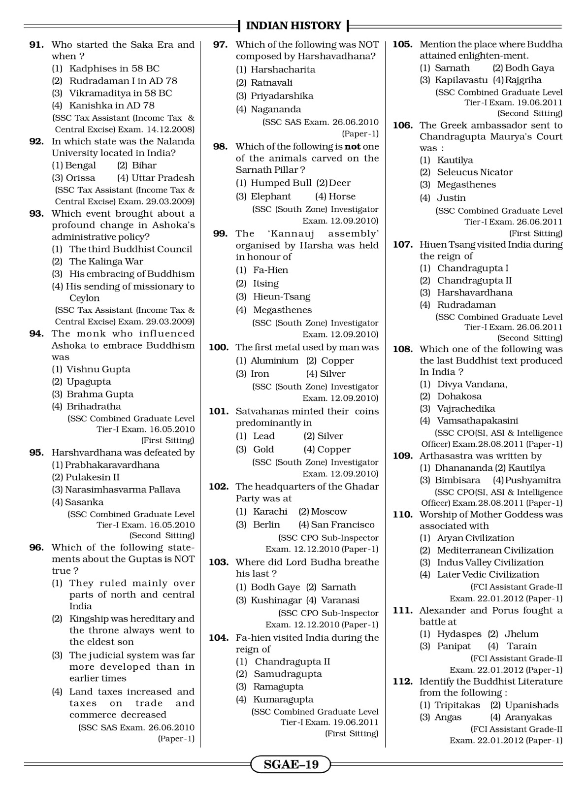 RRB NTPC / RRB JE / CDS / SSC - INDIAN HISTORY(ANCIENT HISTORY) - TOP ...