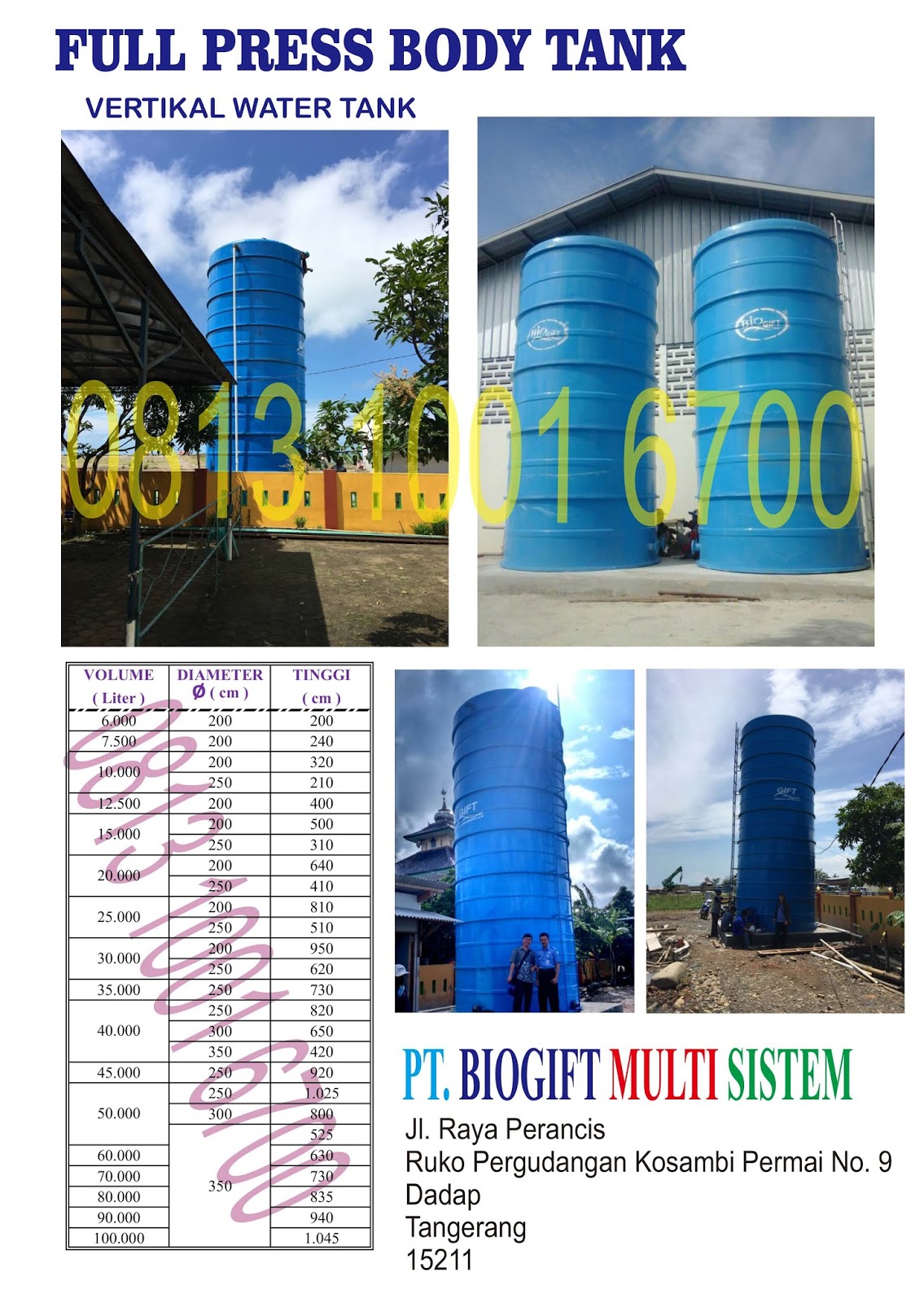 tangki air fiberglass, roof tank, tandon air: TANGKI AIR VERTIKAL