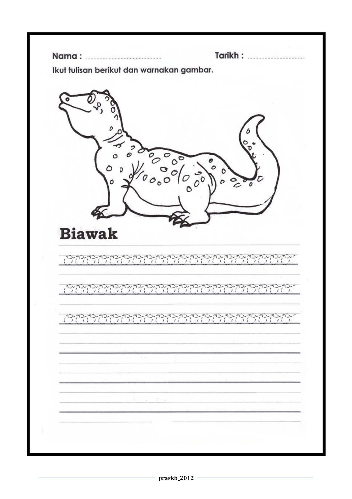 PRASEKOLAH SK PESANG BEGU: Lembaran PraTulisan