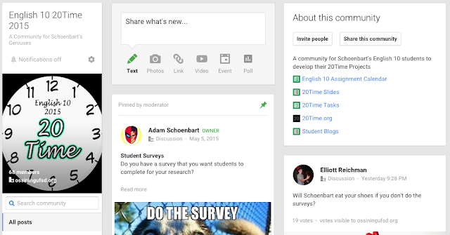 The Schoenblog: 1st Time #20Time: My Intro to 20 Time Projects