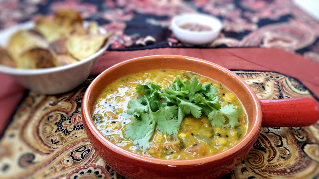 Taste Buds: Andhra Pappu (Dal) w/ Curried Sweet Potato Chips