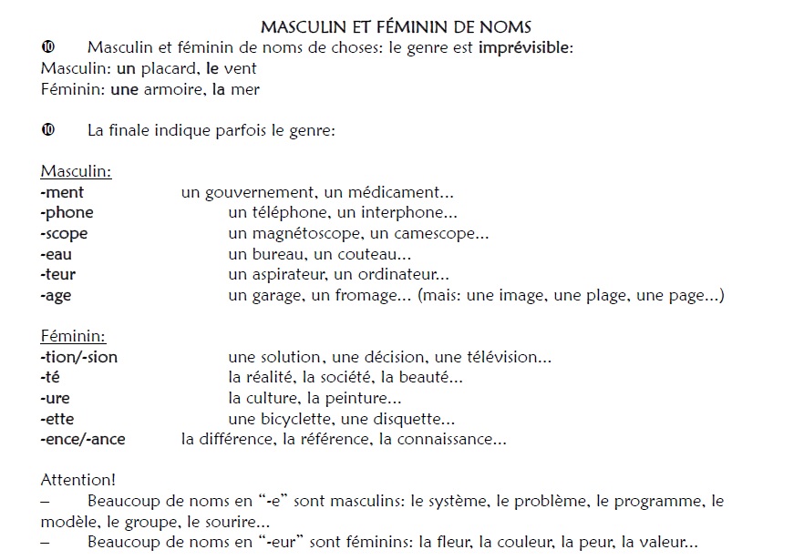 Le crayon vert: Masculin et Féminin des noms et adjectifs