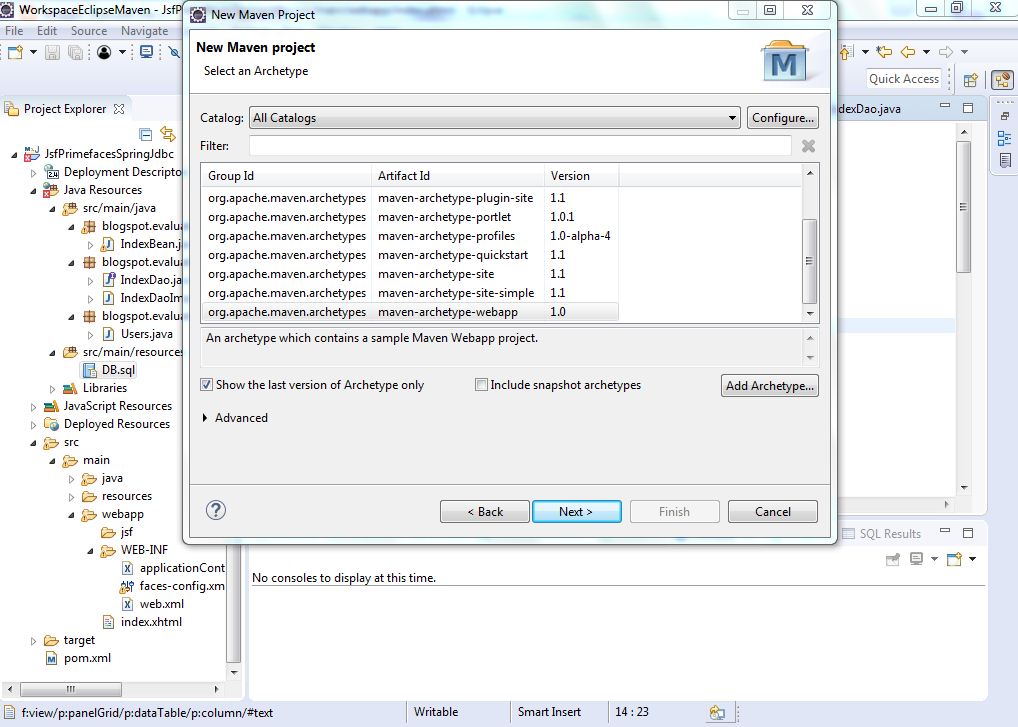 Evaluate The Code Jsf Primefaces Database Connectivity With Spring Jdbctemplate Framework Example