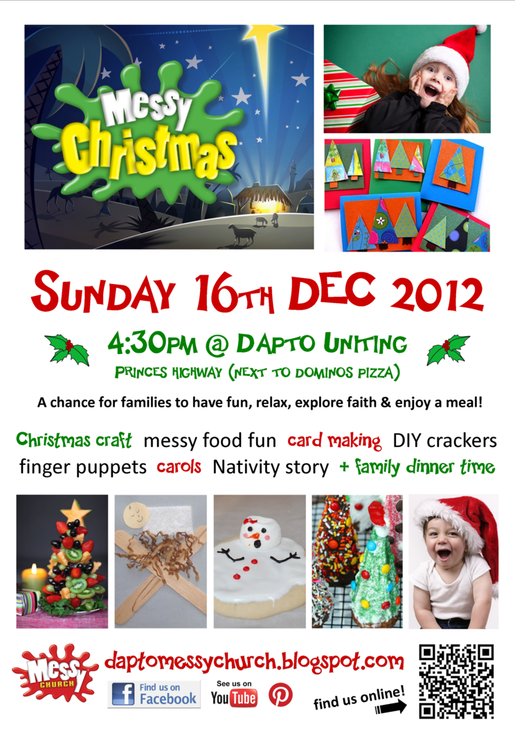 Messy Church @ Dapto Uniting: INVITE: Messy Christmas 2012