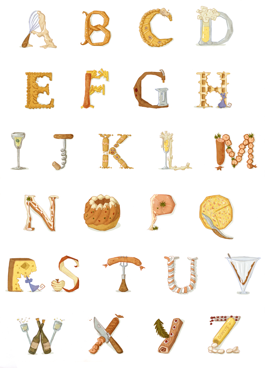 Agathe Wolf - Illustration: Alphabet gourmand