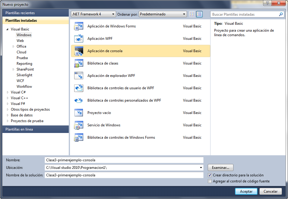 Primer Programa en Visual Basic .Net - Programación en Microsoft Visual Studio .Net
