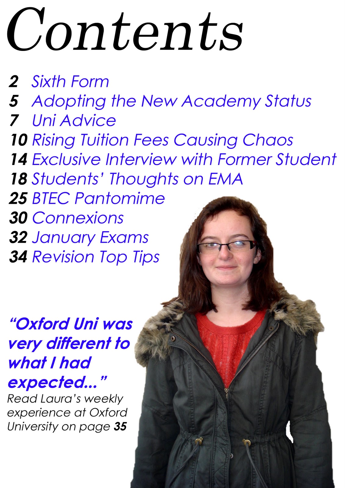 Gina Gohil AS Media Coursework: Preliminary College Magazine - Front ...