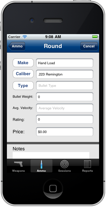 Gun Log: Entering a Hand Load into Gun Log iPhone App (part 1)