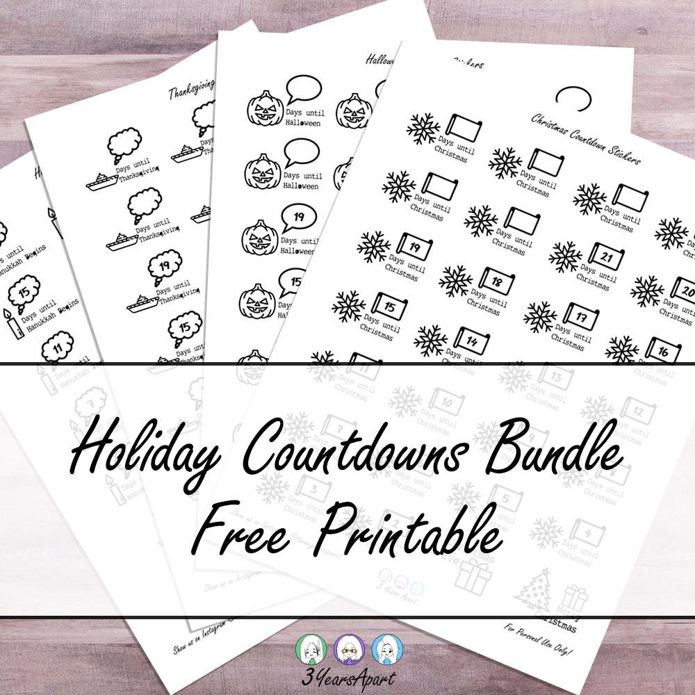 Holiday Countdowns Bundle - Free Printable Planner and Bullet Journal ...