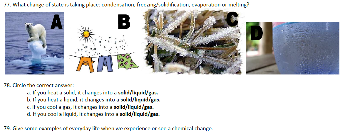 Natural Science 5 grade: 4. MATTER: changes in matter