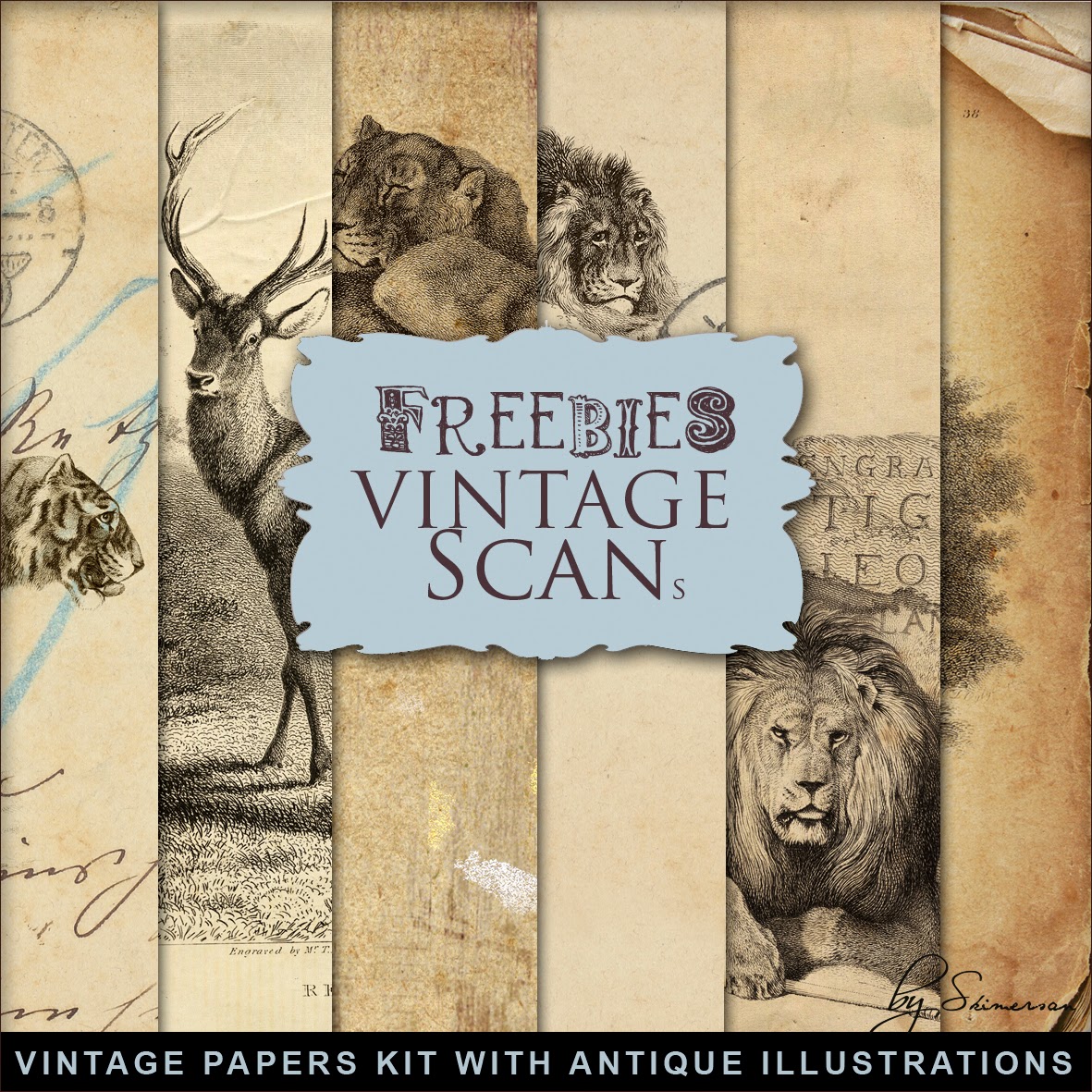 New Freebies Kit of Paper with Antique Illustrations:Far Far Hill ...