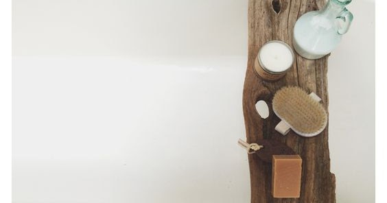 a perfect gray: Wooden Bath Caddies
