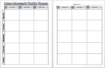 Weekly Planner for 9-Period Day Template | Toronto Teacher Mom