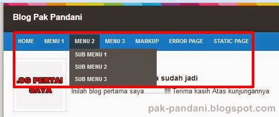 Cara mengganti tulisan di menu bawaan template